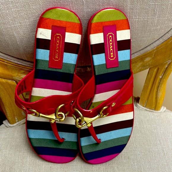Shoes | Coach Multi Colored Sandal | Poshmark